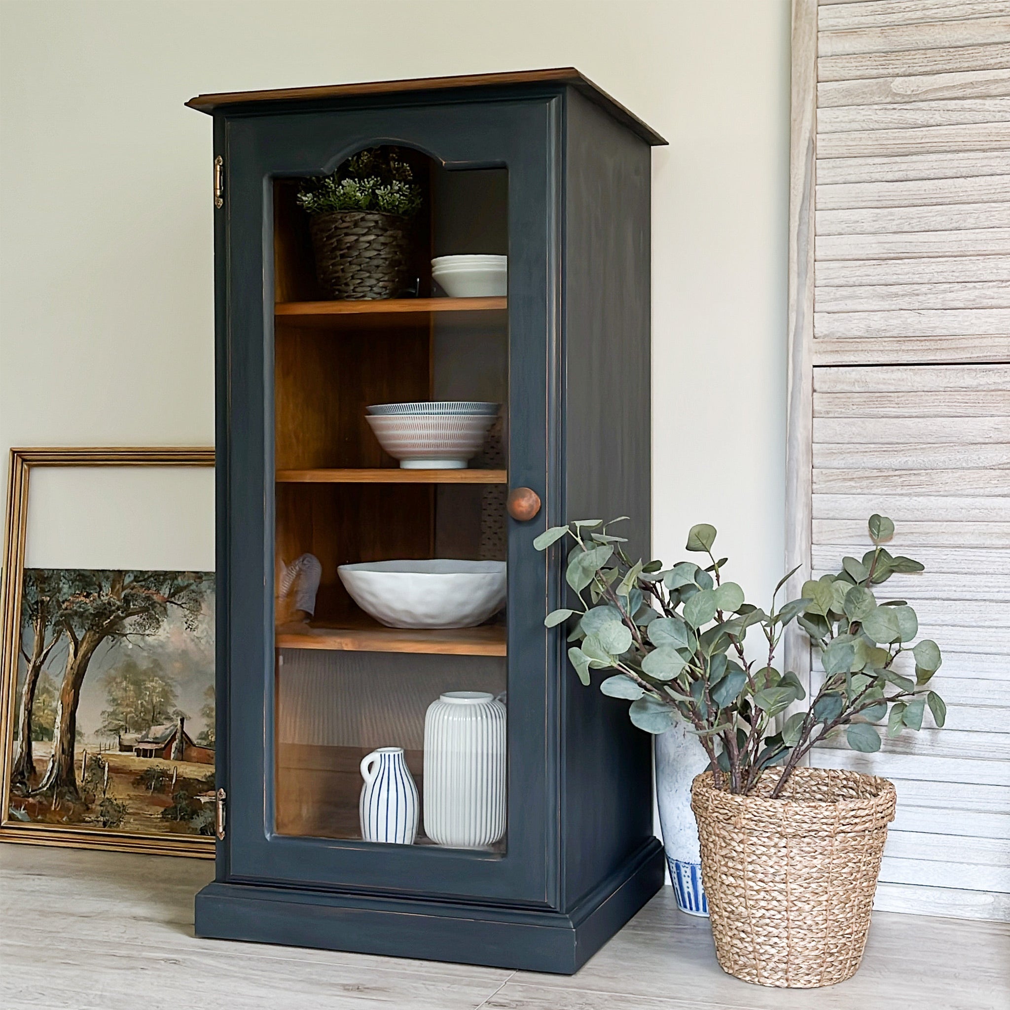 Graphite antique display cabinet – J&Furniture